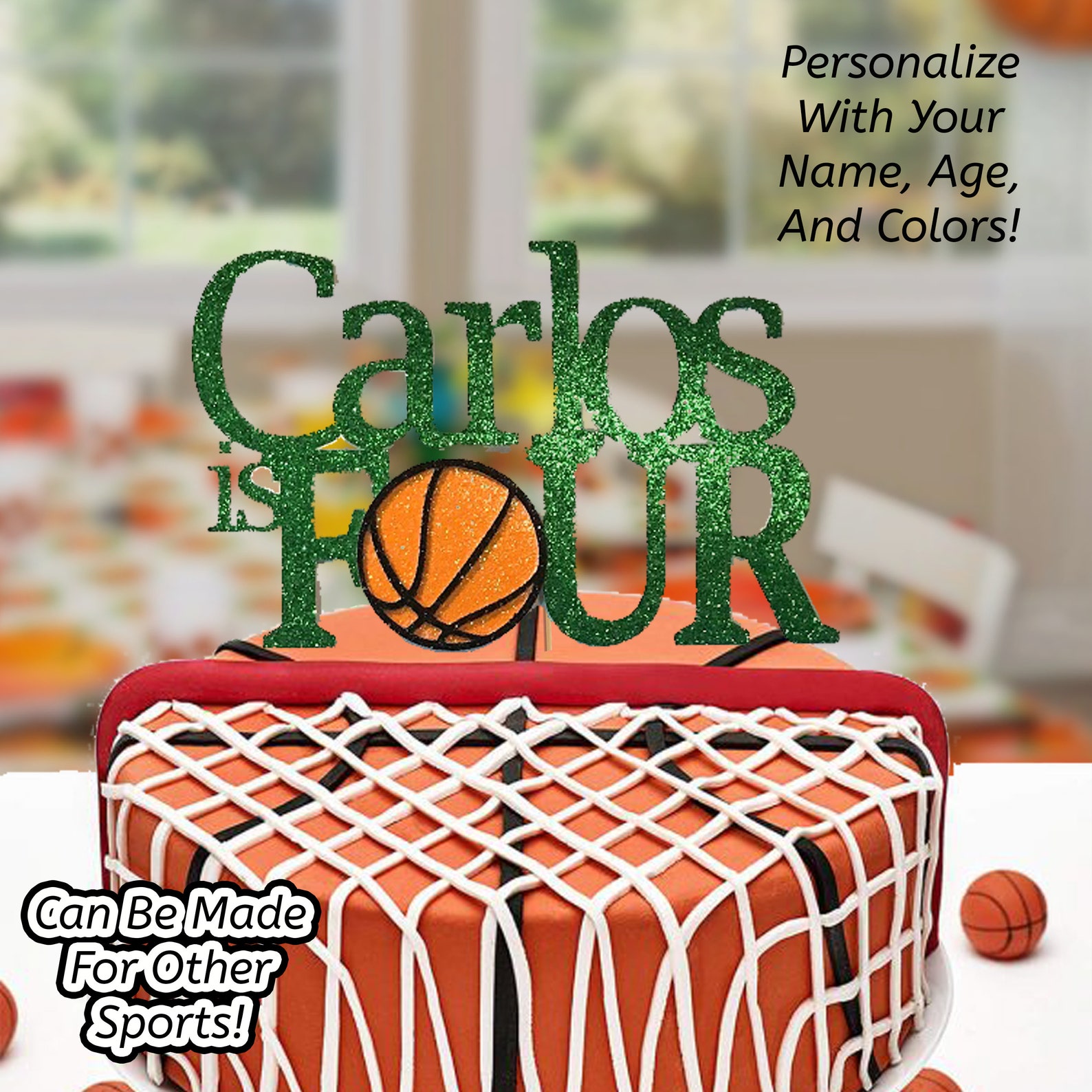 Basketball Cake Topper One Basketball Topper Basketball - Etsy