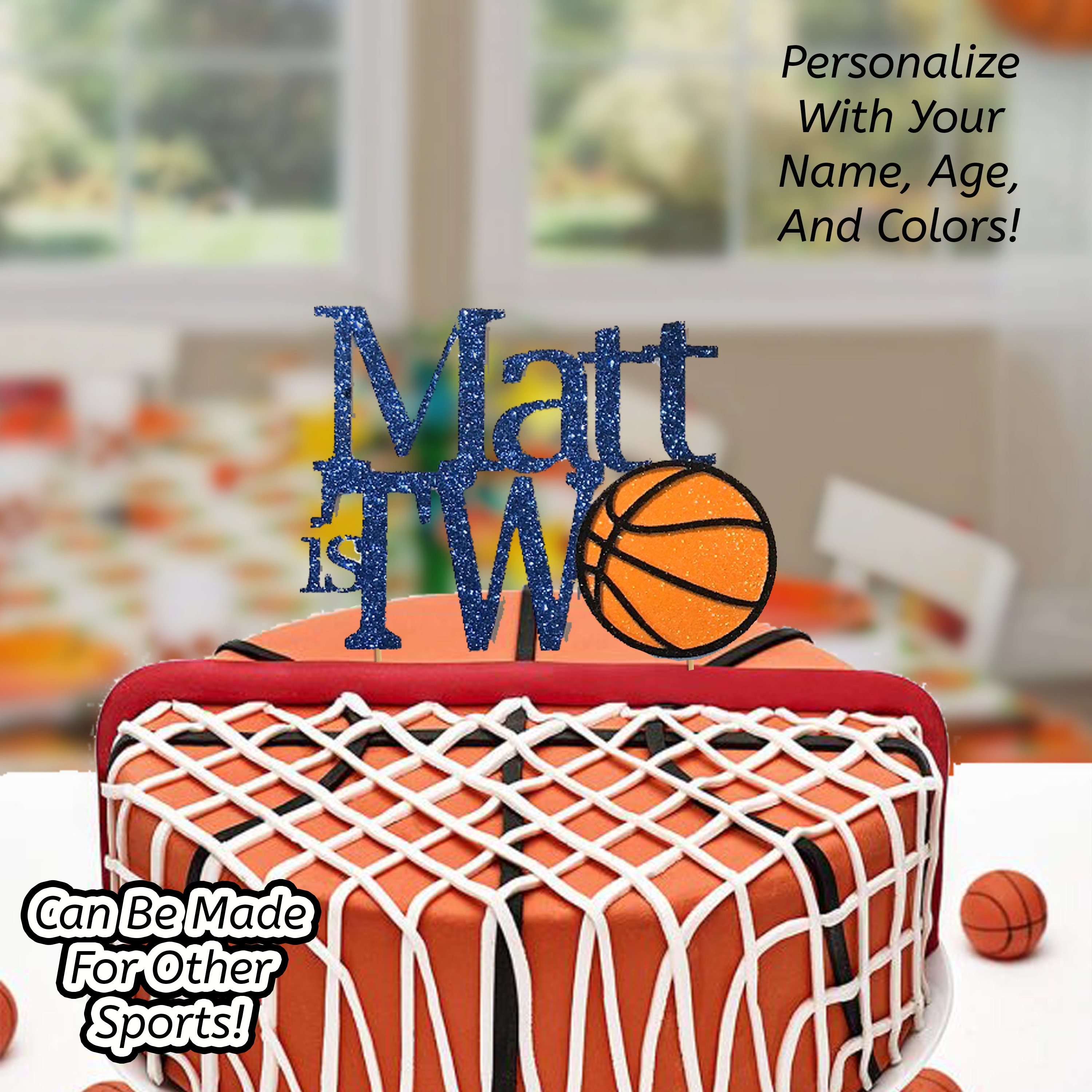 Basketball Cake Topper One Basketball Topper Basketball - Etsy