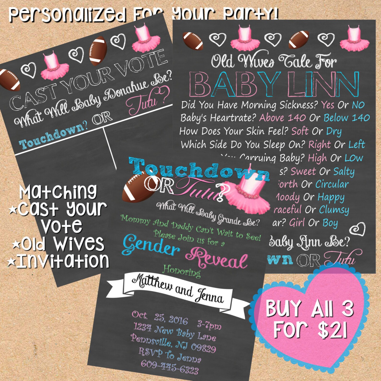 Chalkboard Gender Reveal Touchdown or Tutu Chalkboard - Etsy
