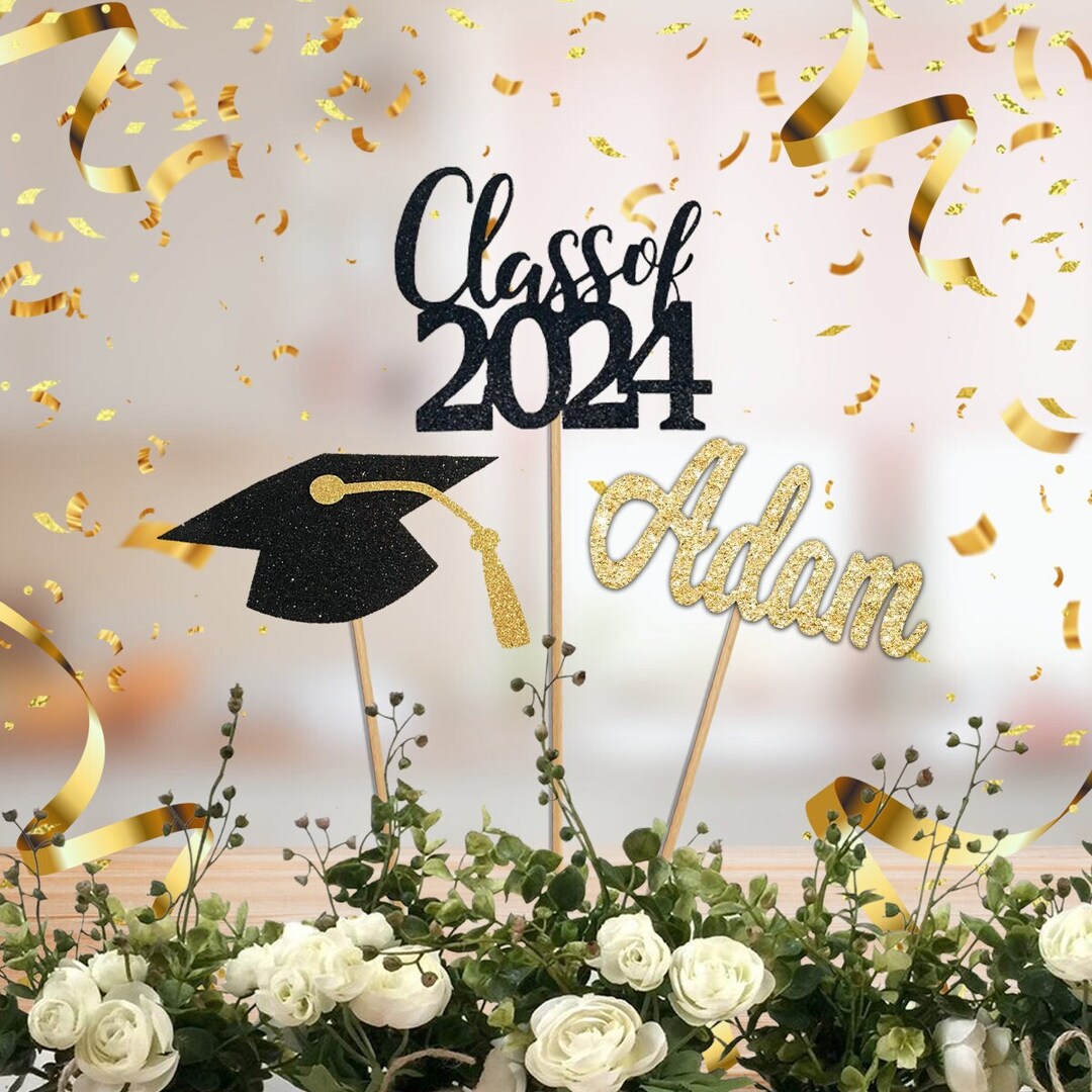 Class of 2024 Graduation Centerpieces, Grad Cap, Graduate Cut Outs ...