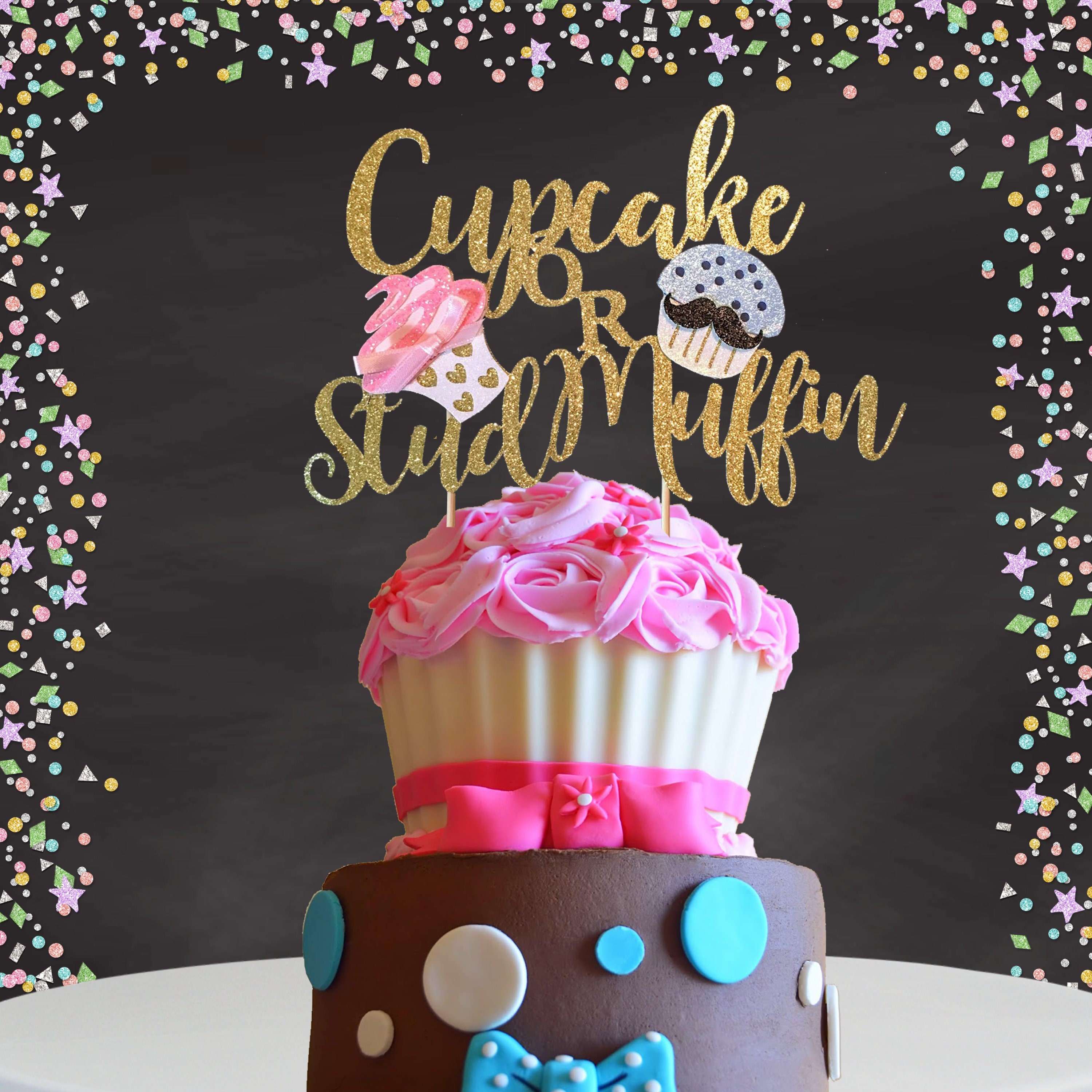 Cupcake or Stud Muffin Cake Topper cupcake or stud | Etsy