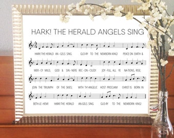 Hark the Herald Angels Sing Christmas Carol Art, Vintage 1739 Christmas ...