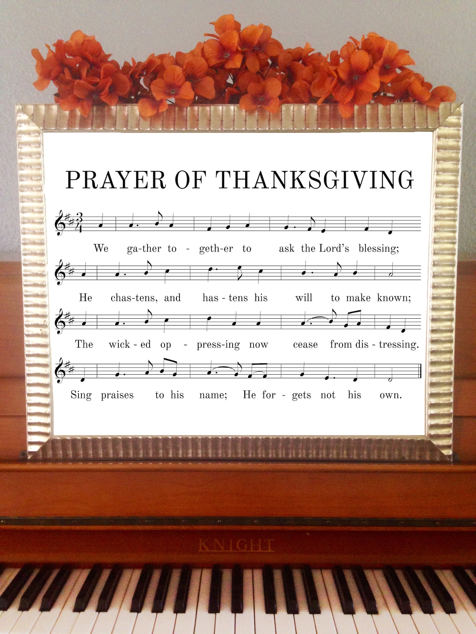 Sheet Music Art "prayer of Thanksgiving". Hymnal Style. INSTANT ...