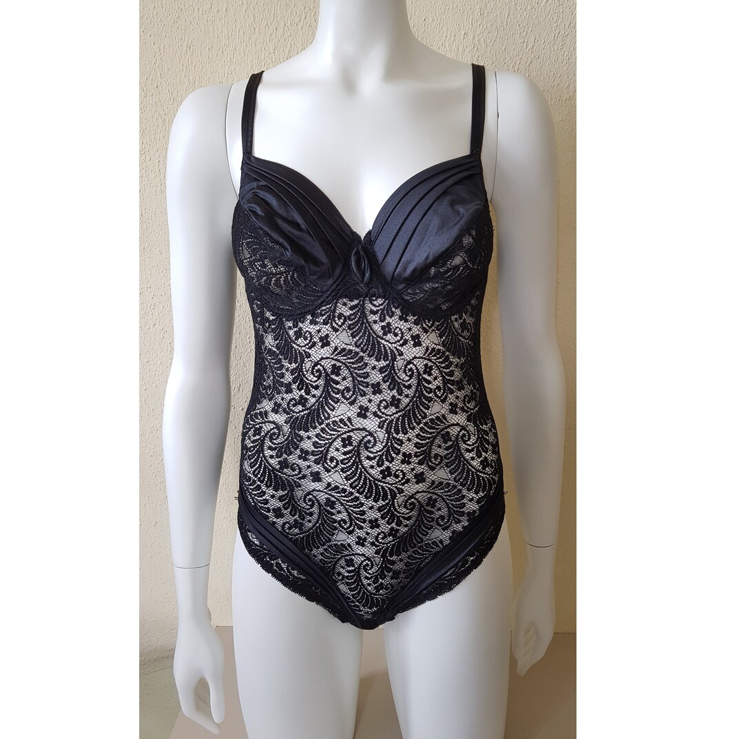 Aubade Paris Vintage 80's Black Lace Body, Bodysuit 36B 80B - Etsy