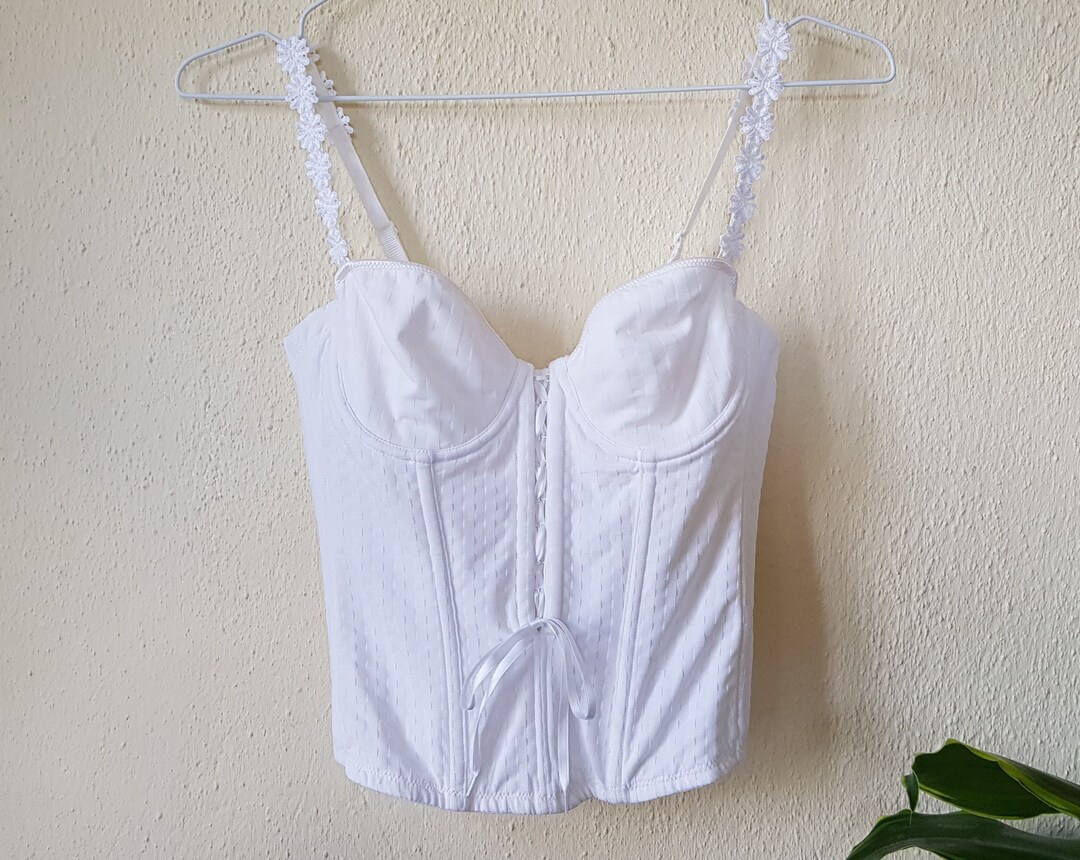 Vintage White Corset by Marie Jo Boned Corset Top 32B 70B - Etsy
