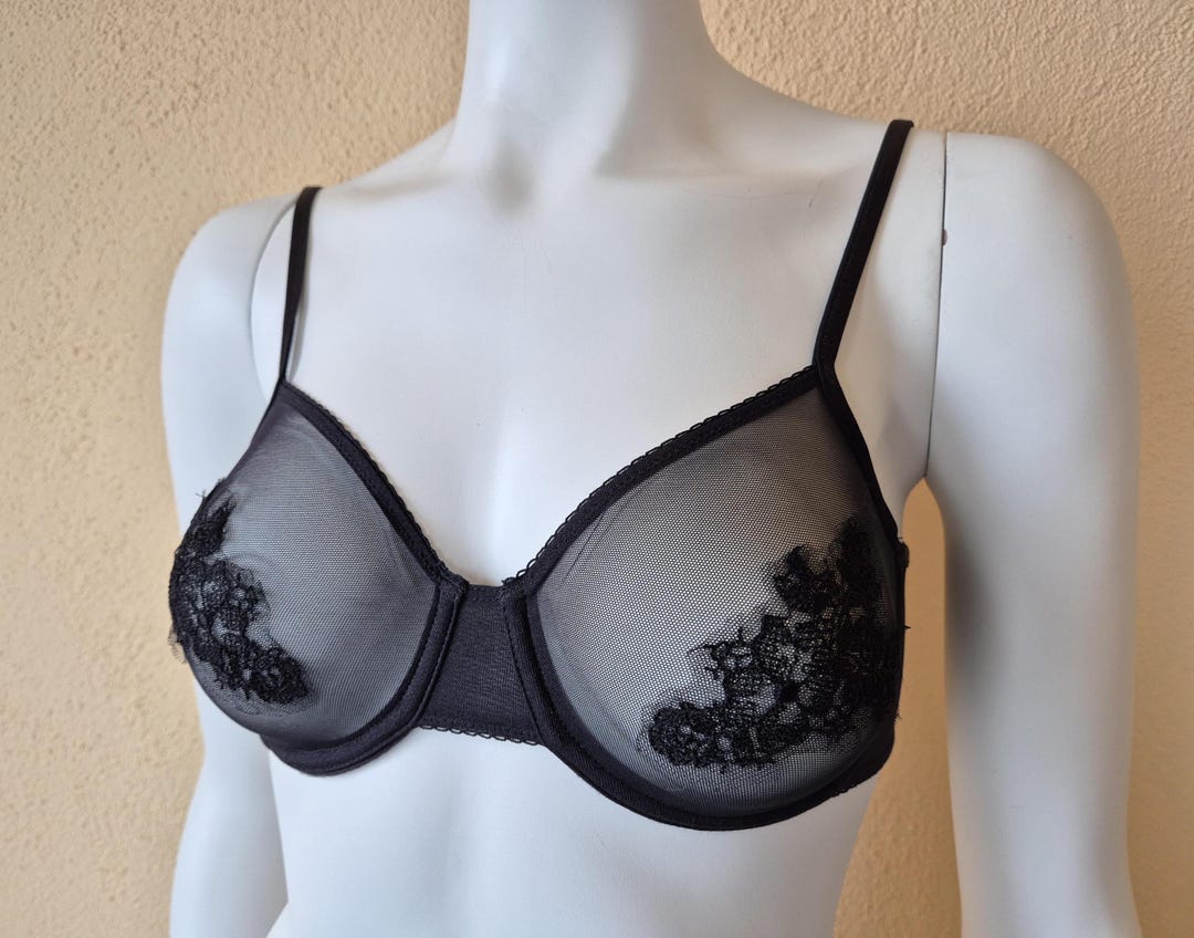 Y2K Bra by Triumph | Black Sheer Balconette | 34B 75B - Etsy