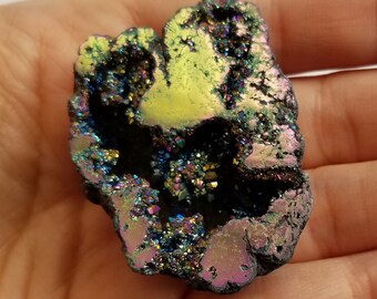 Large Colorful Rainbow Stone Titanium Geode Stone Designer | Etsy