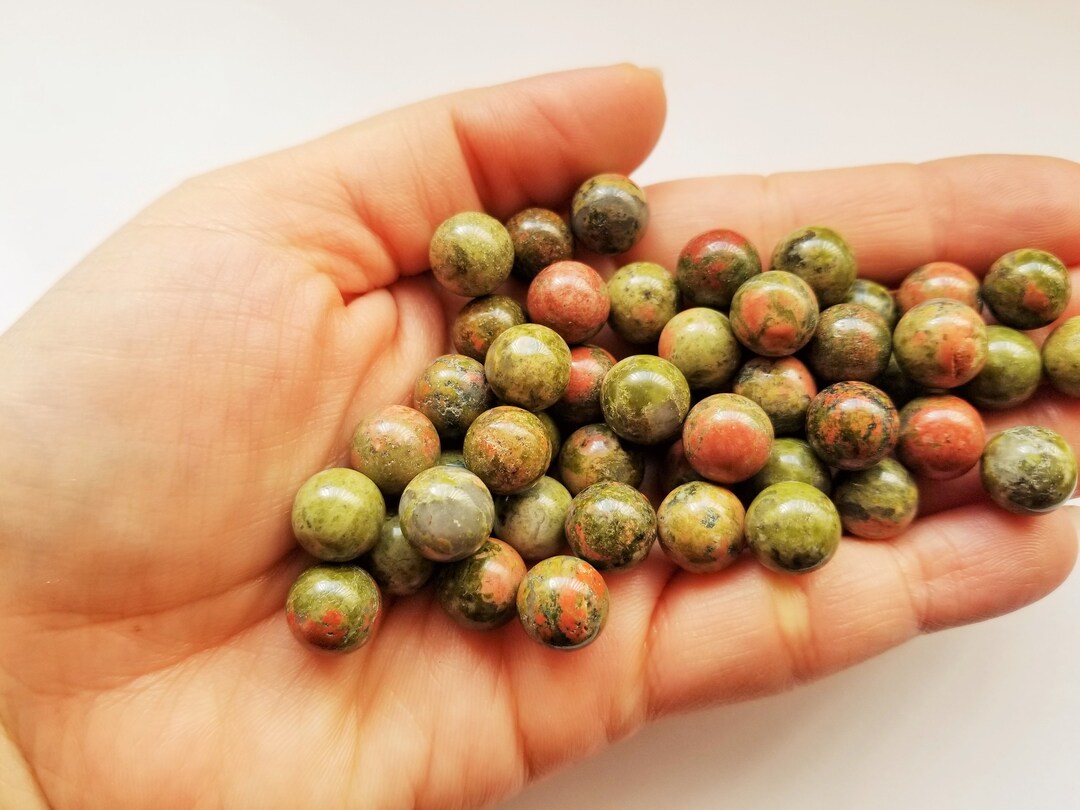 Small Round Natural Green Unakite Sphere Gemstone, Round Gemstones 10mm ...
