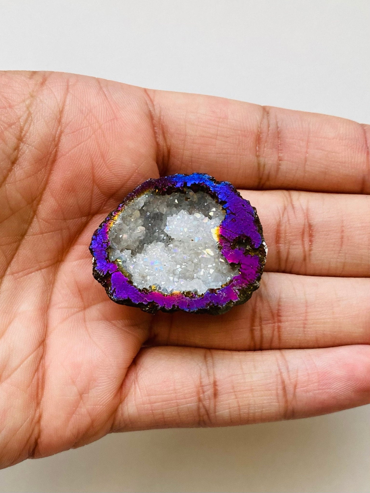 Round Opal Purple Druzy Stone Iridescent White Opal Crystal | Etsy