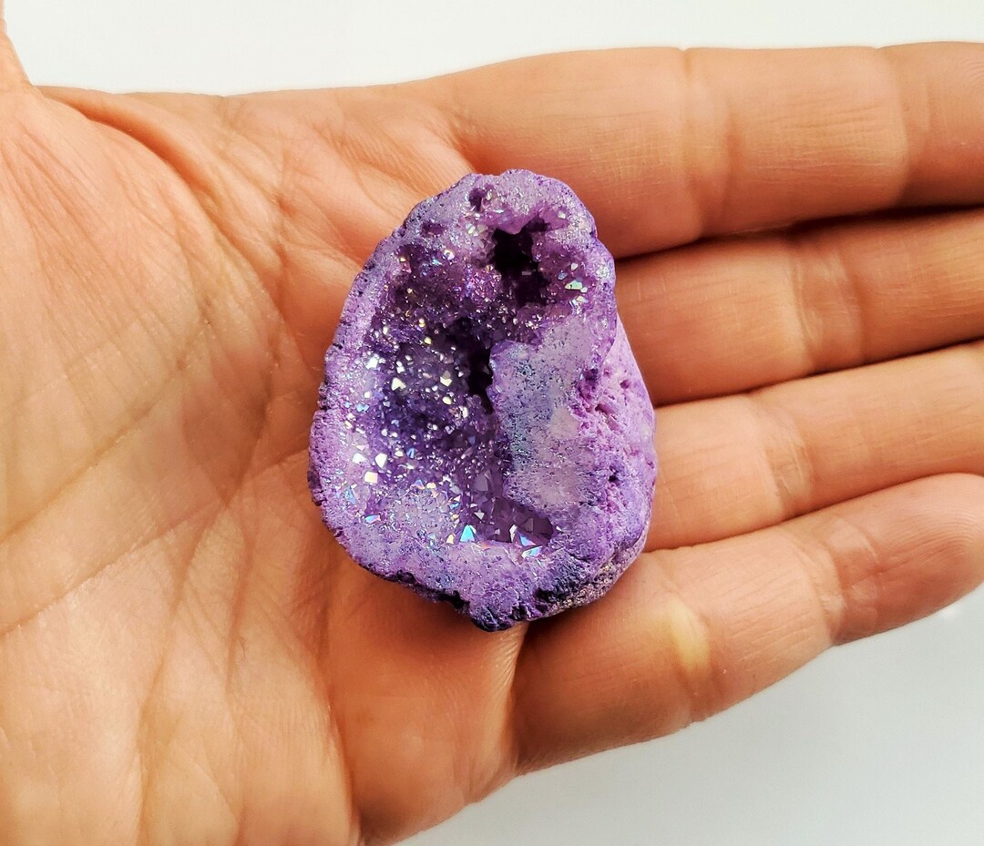 Purple AB Titanium Geode Pendant, Designer Geode Pendant, Purple Geode ...