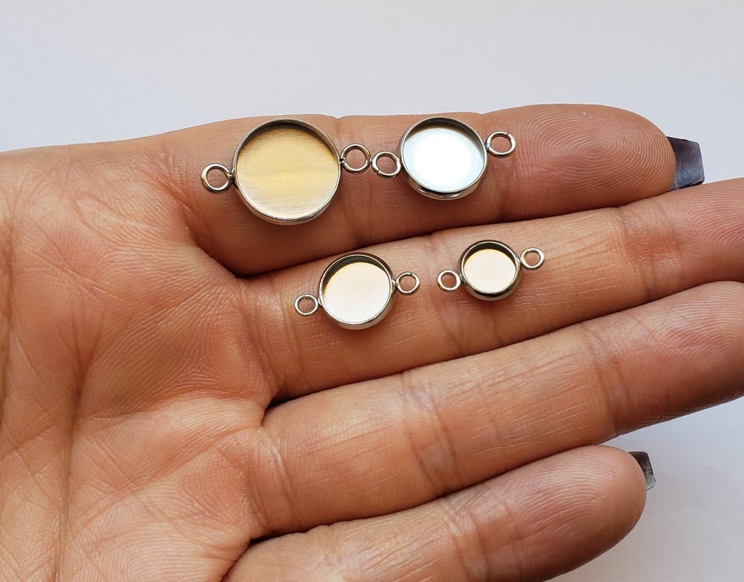 Silver Cabochon Connector, Small Stainless Steel Cab Setting ...