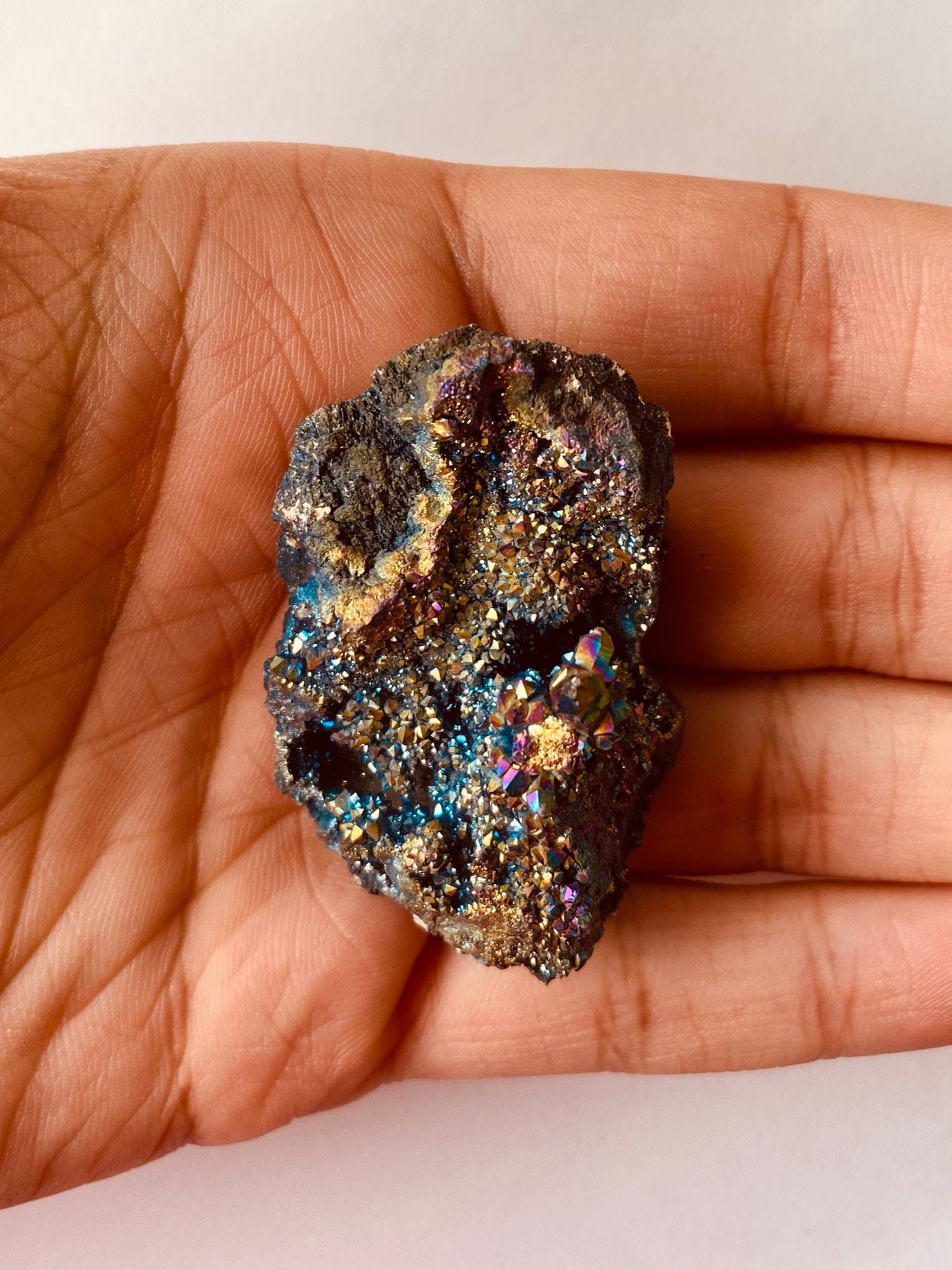 Large Rainbow Druzy Titanium Geode Pendant Abstract Designer - Etsy