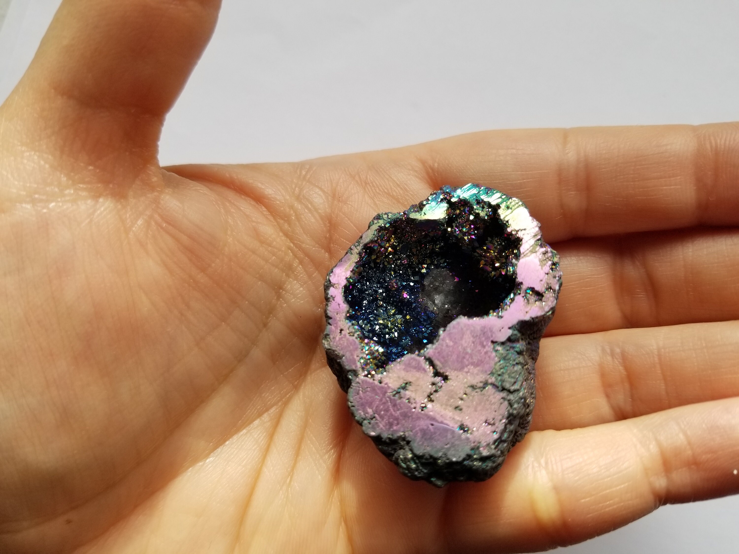 Purple Rainbow Blue Titanium Geode Pendant Abstract Designer | Etsy