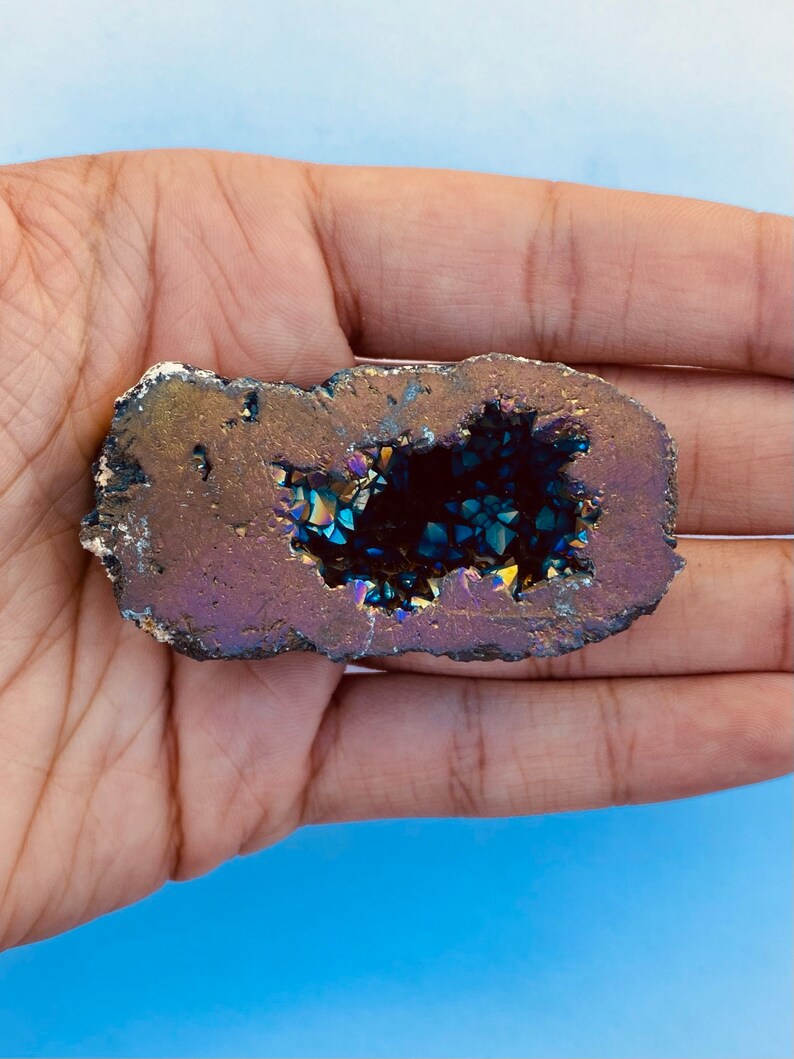 Large Colorful Rainbow Stone Titanium Geode Stone Designer - Etsy
