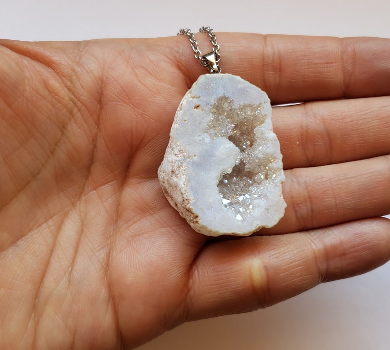Geode Pendant Opal Druzy Geode White Raw Opal Druzy | Etsy