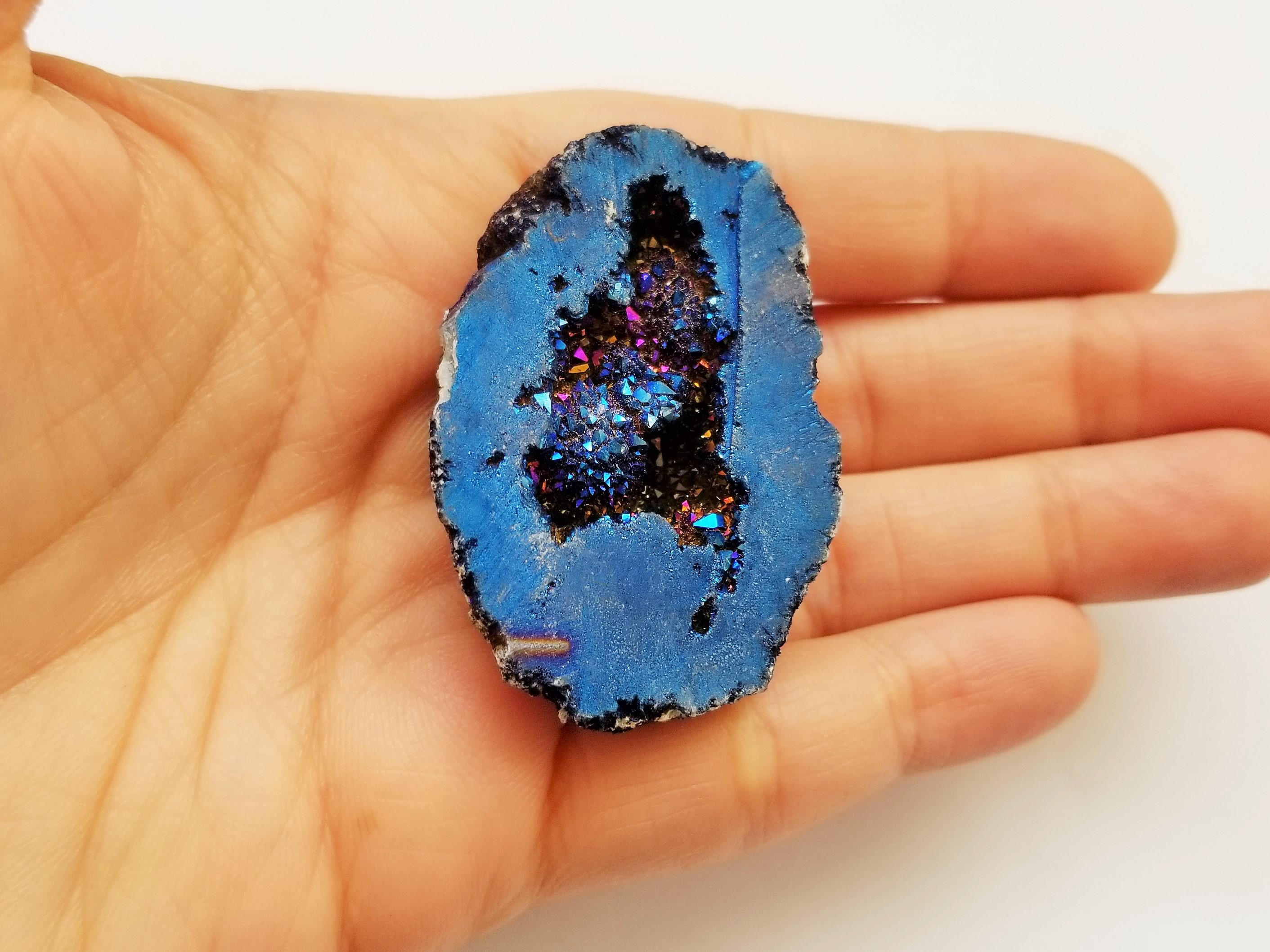 Peacock Blue Geode Titanium Geode Pendant Designer Pendant | Etsy