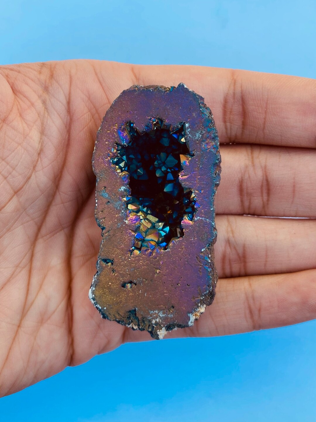 Large Colorful Rainbow Stone, Titanium Geode Stone, Designer Stones ...