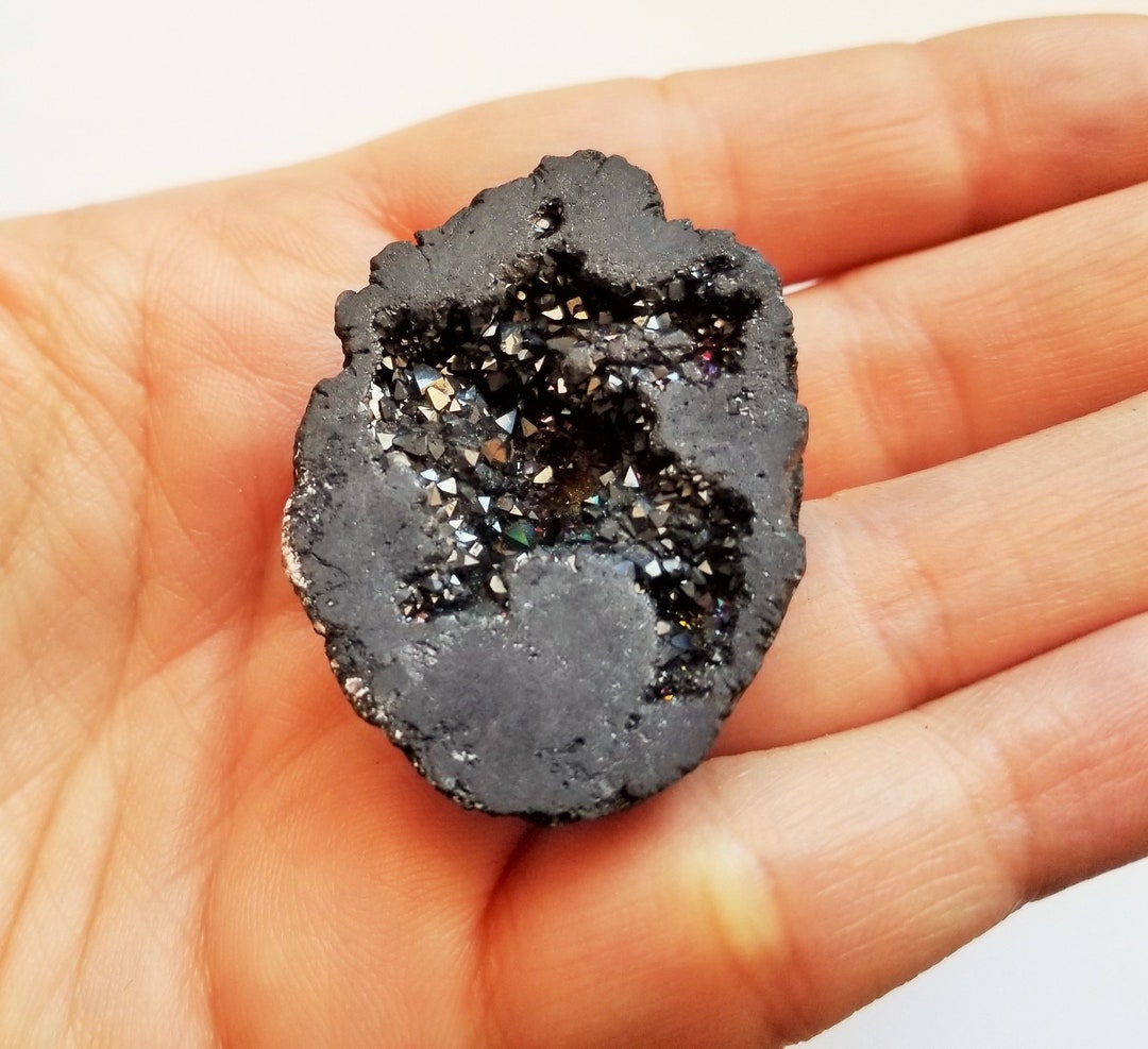 Large Black Titanium Geode Pendant Abstract Designer Pendant - Geode ...