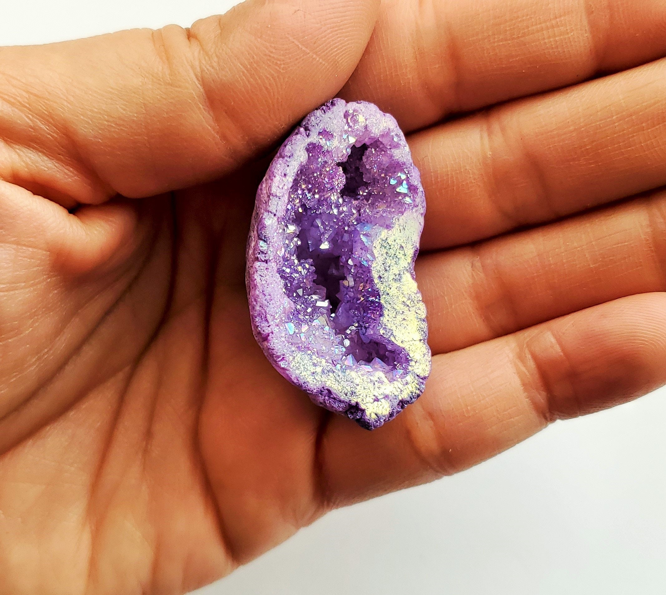 Purple AB Titanium Geode Pendant Designer Geode Pendant | Etsy