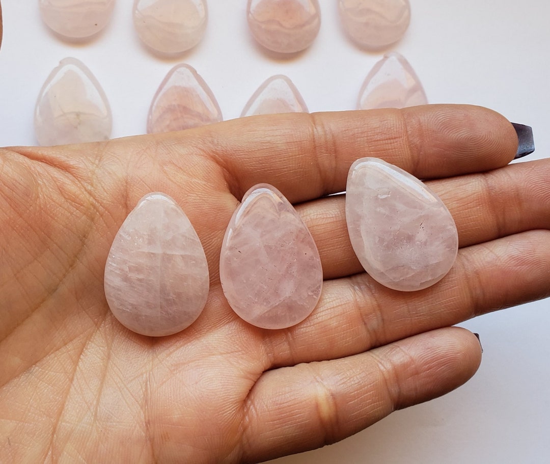 Pink Rose Quartz Pendant Gemstone Bead, Jewelry Supplies, Large Tear ...