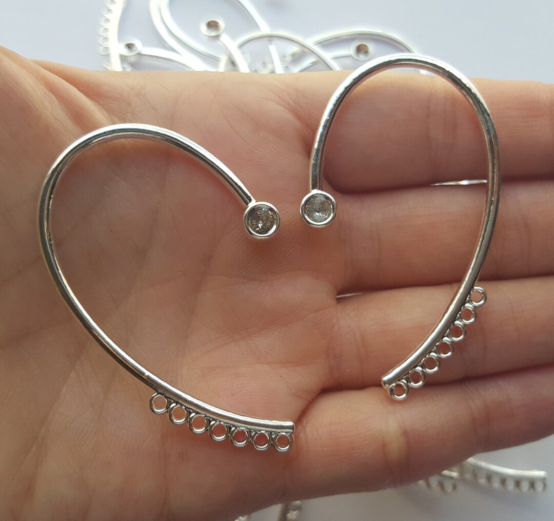 Unique Silver Ear Cuff Earring Finding Non Pierced Dark Silver Wrap ...