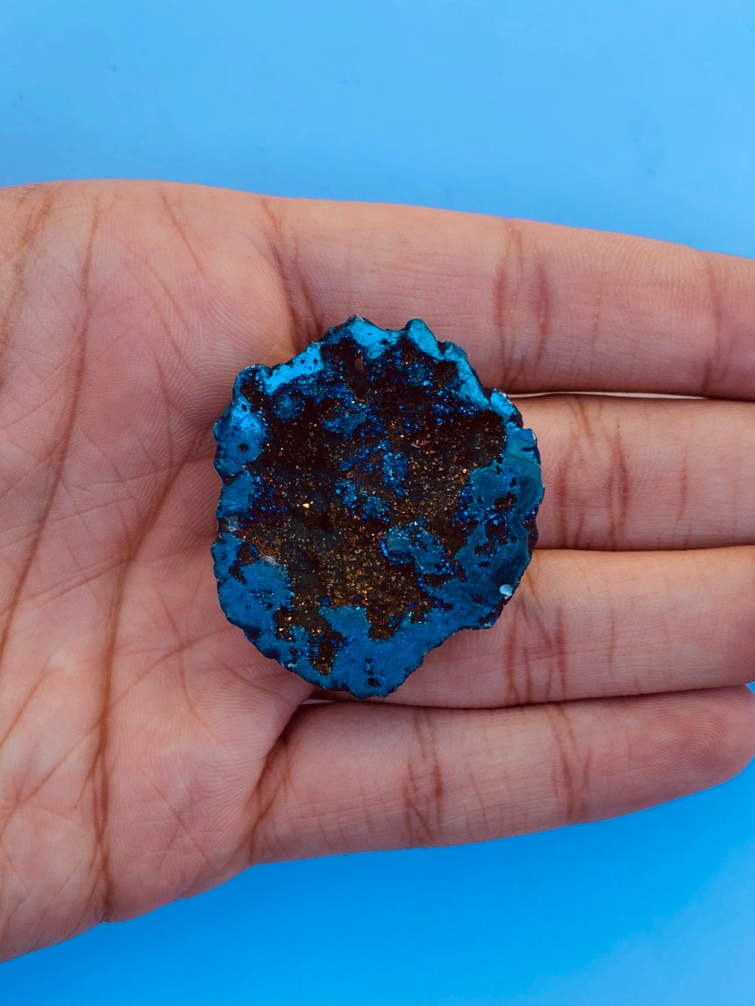 Cobalt Blue Geode, Titanium Blue Geode Pendant, Designer Pendant, Geode ...