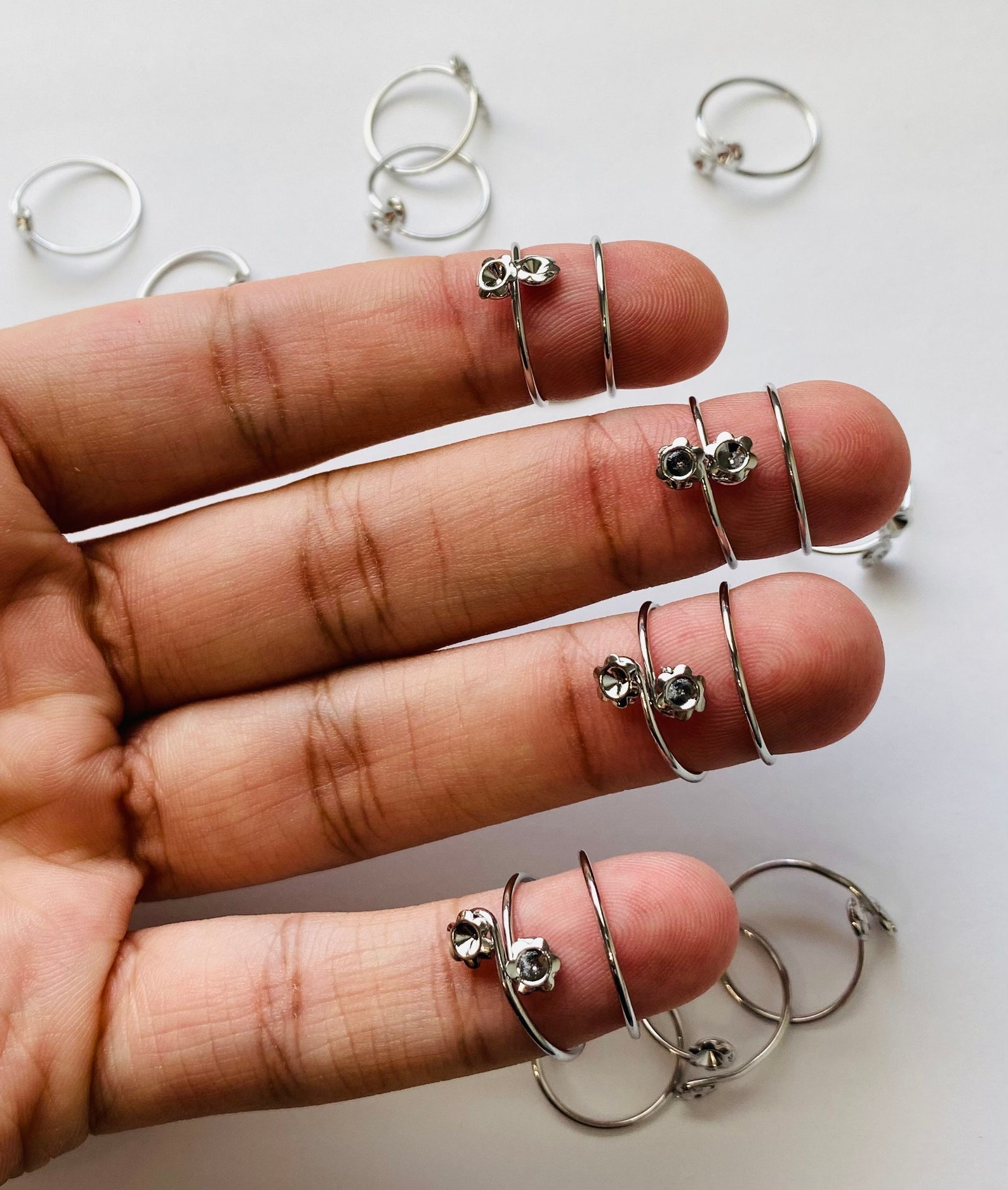 Gold or Silver Mid Finger Rings, Quality Adjustable Rings, Tiny Blank ...