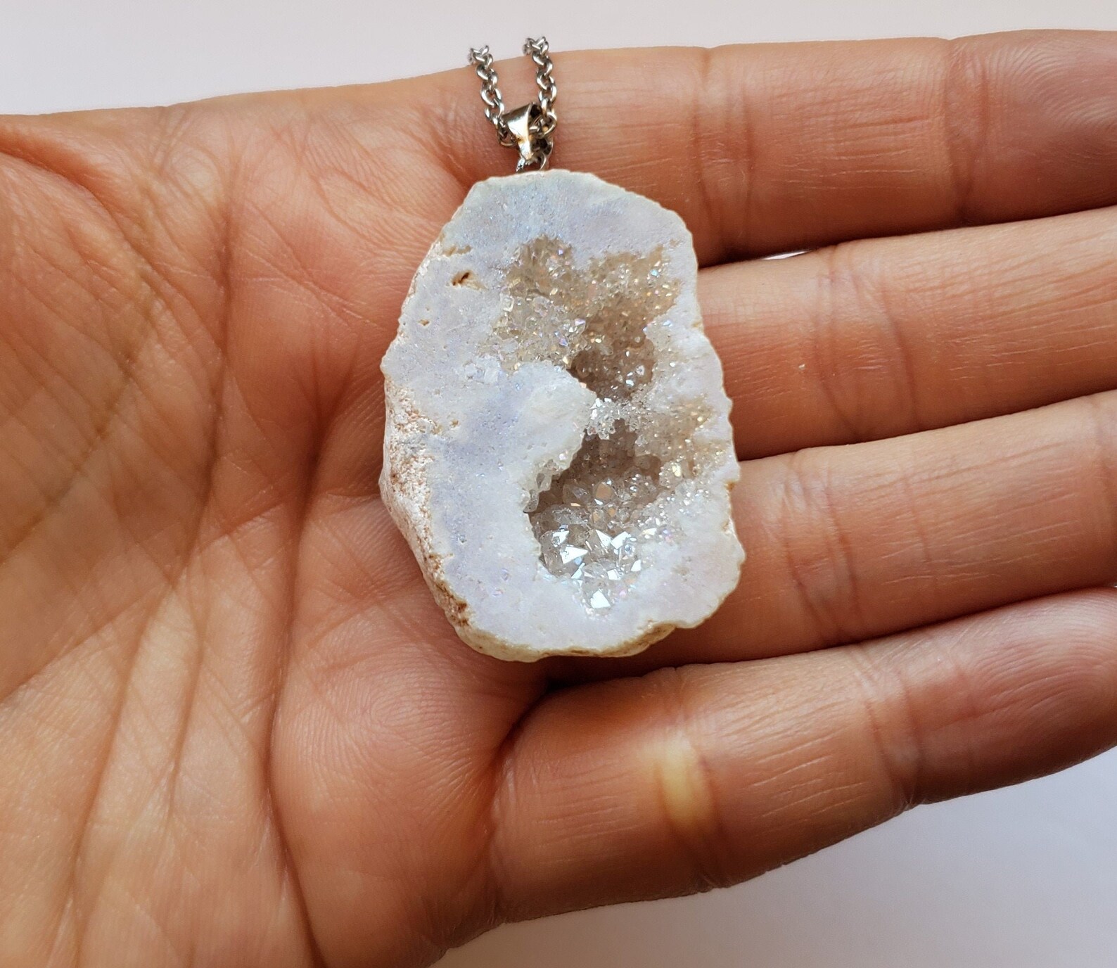 Geode Pendant Opal Druzy Geode White Raw Opal Druzy - Etsy
