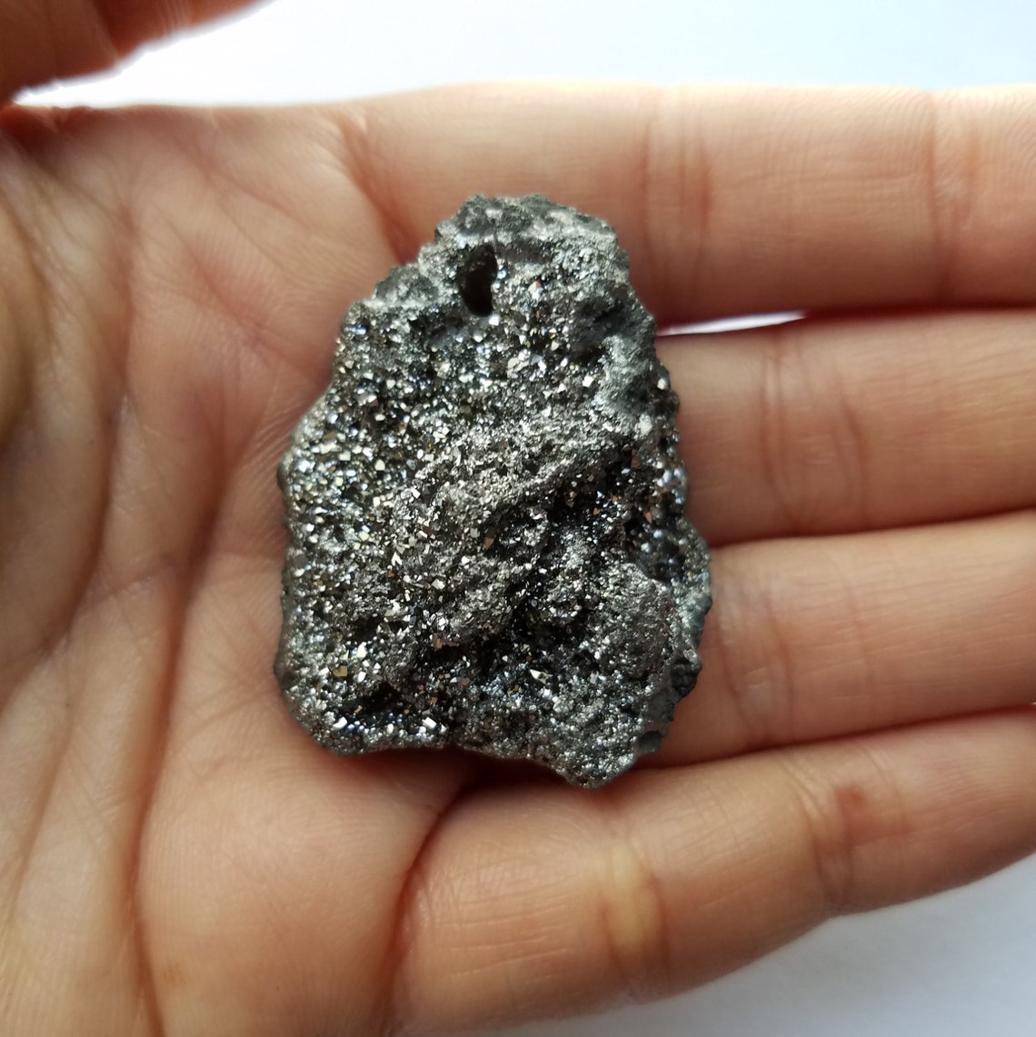 Silver Geode Titanium Pendant OOAK Pendant Unique Geode - Etsy