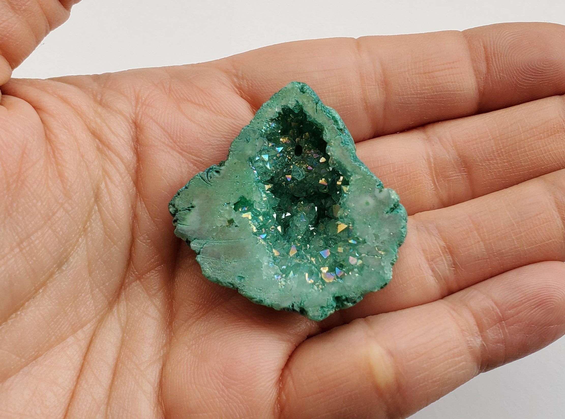 Sea Green Titanium Crystal Druzy Geode Agate Gemstone Pendant | Etsy
