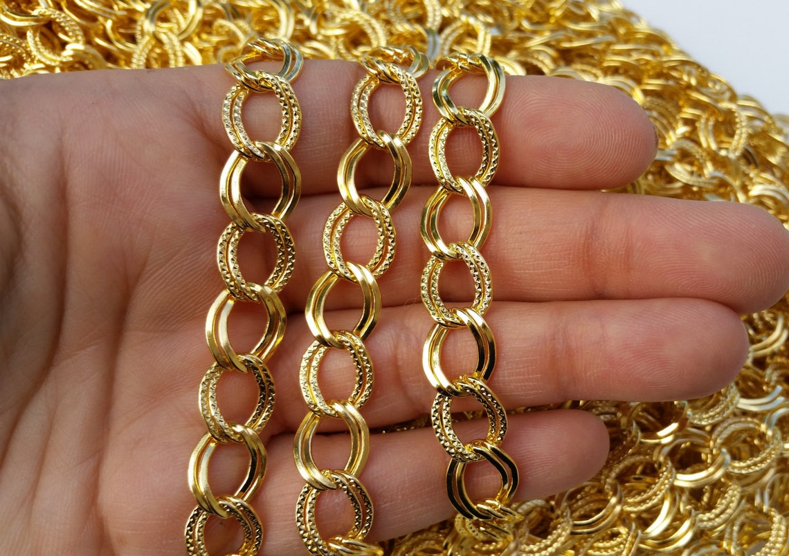 Large Gold Chain Double Link Chain 13x10mm Chain Jewelry | Etsy