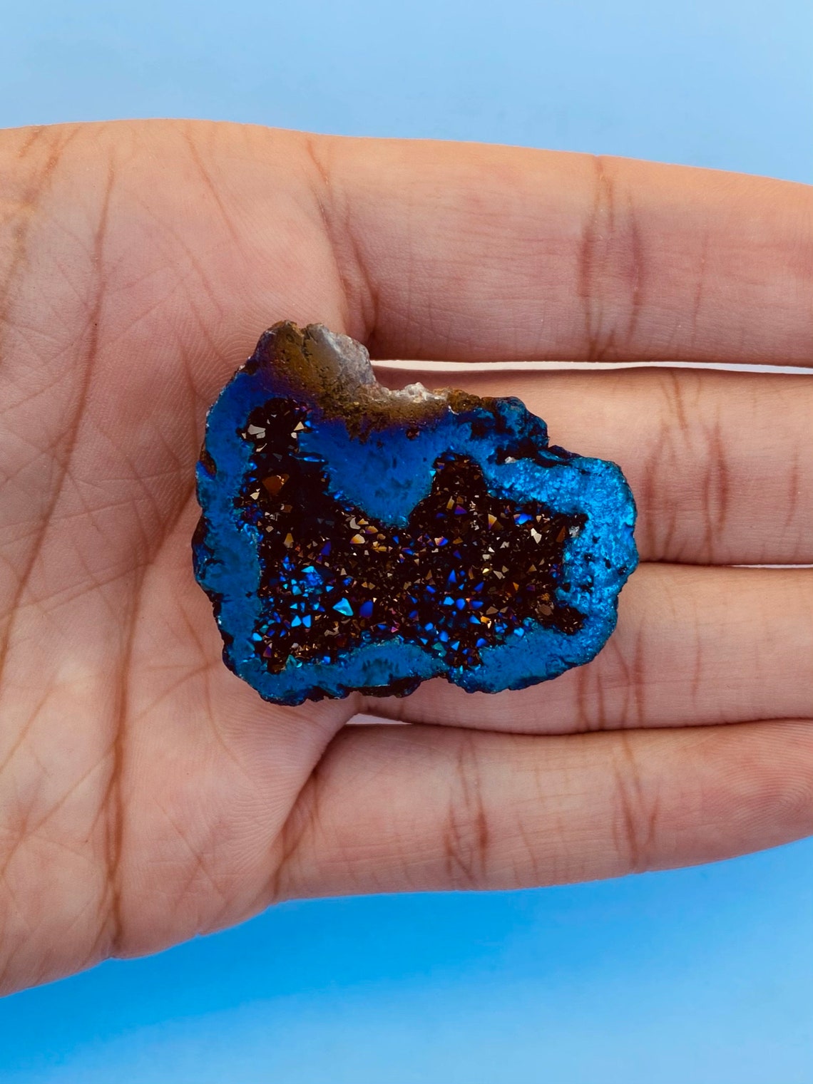 Cobalt Blue Geode Titanium Blue Geode Pendant Designer - Etsy