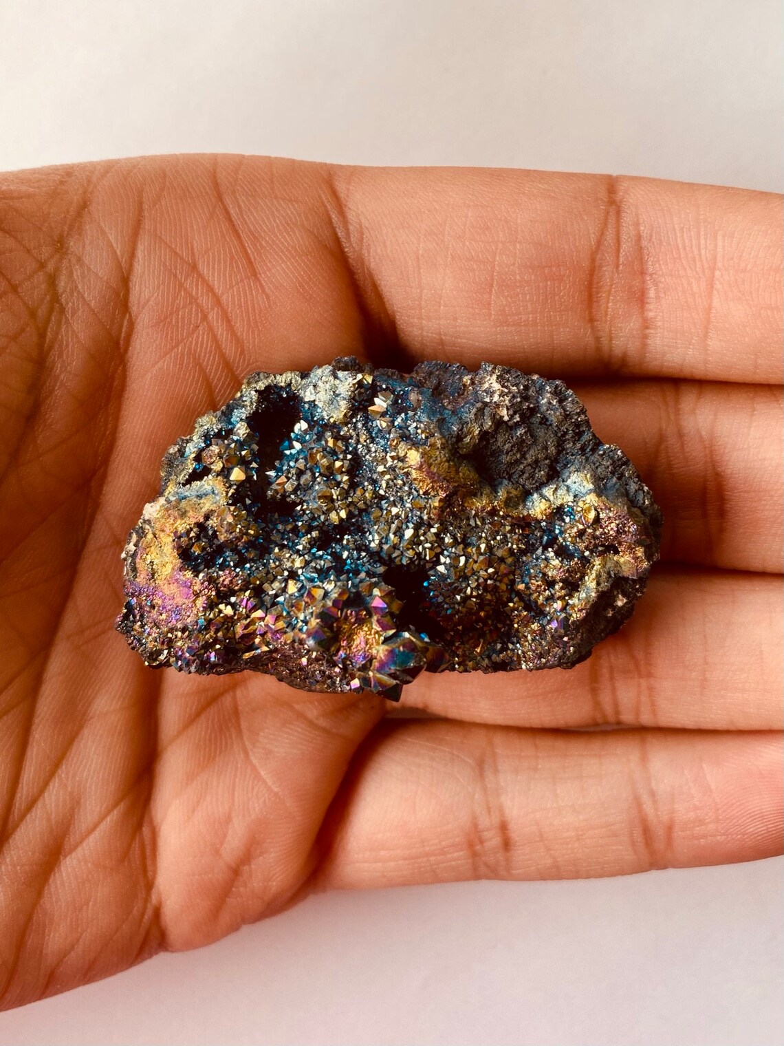 Large Rainbow Druzy Titanium Geode Pendant Abstract Designer - Etsy