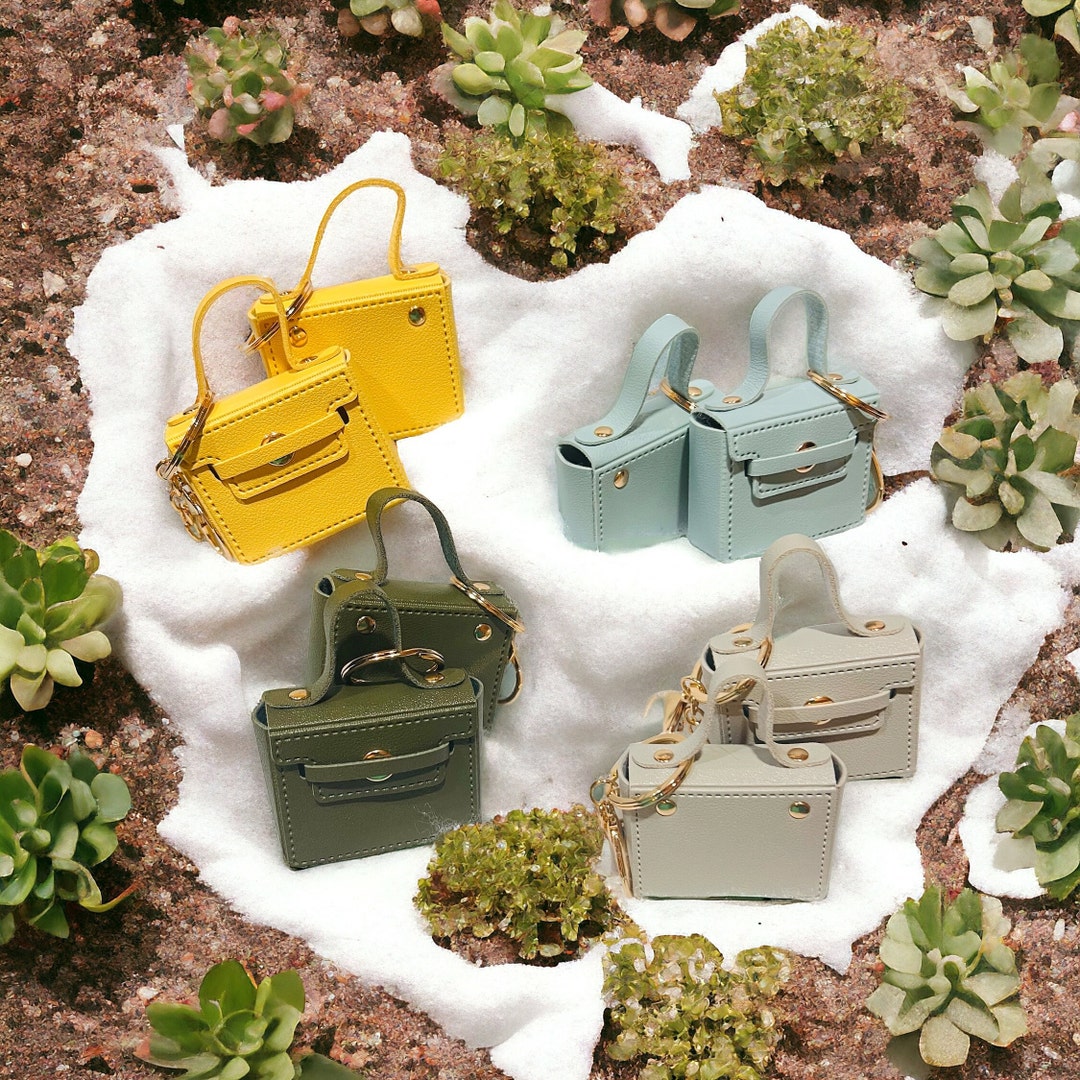 Mini Leather Coin Bag Keychain: Initial Key Ring Bag - Etsy