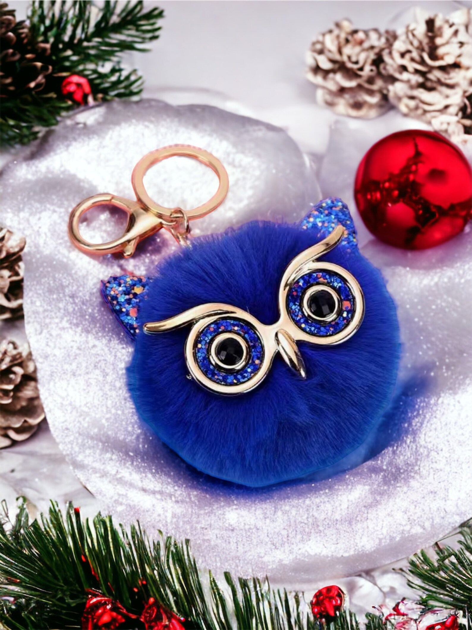 Owl Keychain, Owl Pompom, Owl Keychain, Keyring Owl Pompom, Owl Keyring ...