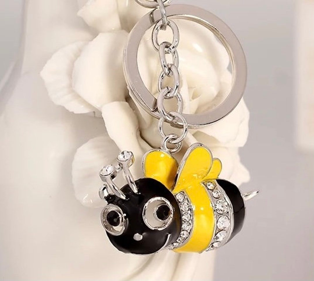 Cute Bumble Bee Key Ring Holder, Car Key Ring, Bumble Bee Pendant, Bee ...
