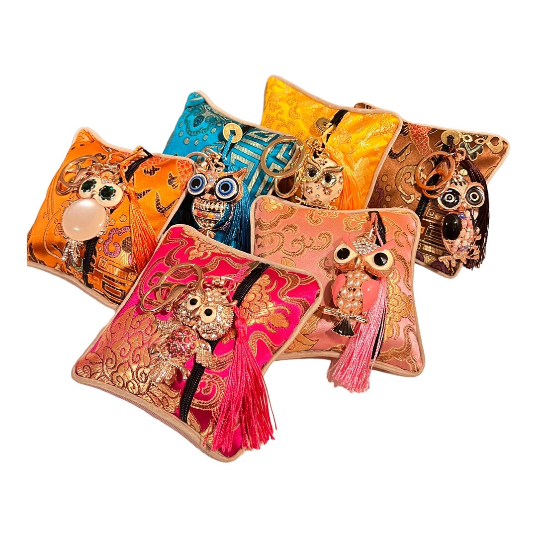 Crystal Owl Keychain: Gold Animal Keyring With Coin Pouch - Etsy