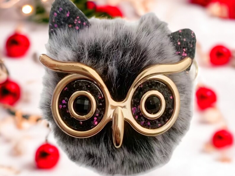 Owl Keychain, Owl Pompom, Owl Keychain, Keyring Owl Pompom, Owl Keyring ...