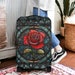 Medieval Stained Glass Rose Luggage Cover, Gothic Renaissance Stretchy ...