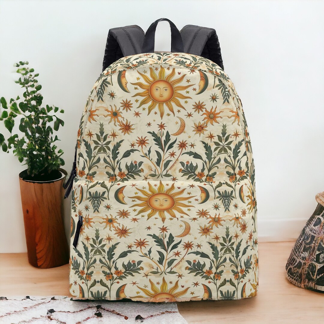Pagan Sun Moon Star Cottagecore Beige Backpack, S M L Sizes, Back to ...