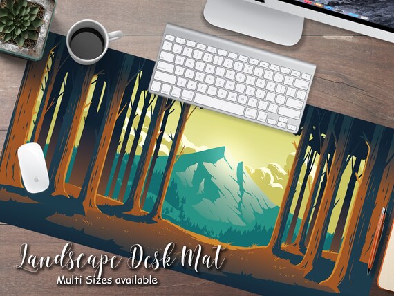 Mountain View From The Wood Desk Mat green nature desk mat | Etsy