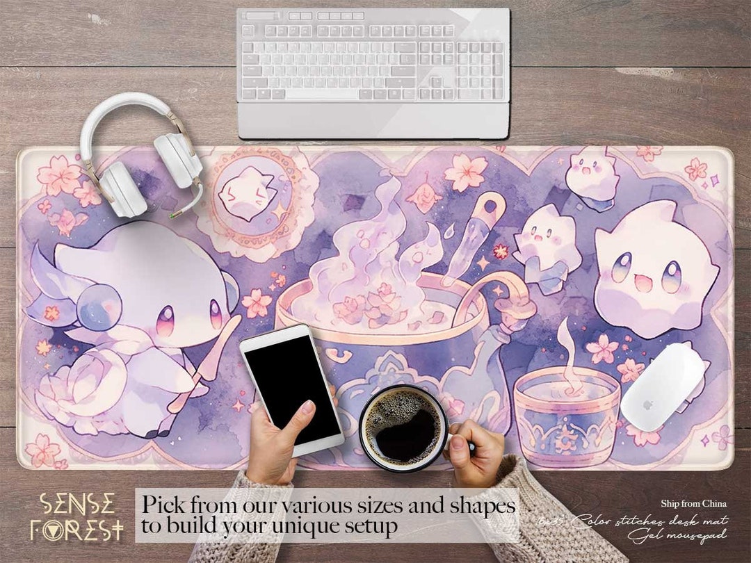 Kawaii Goth Pastel Purple Cute Ghost Desk Mat Cute, Witch Brew Cauldron ...