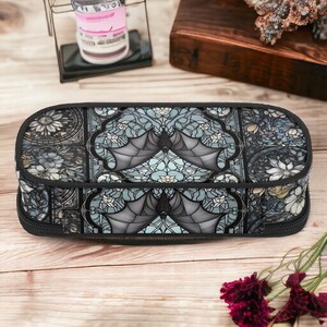 Gothic Stained Glass Bat Pencil Case, Medieval Goth Spooky Crochet Hook ...