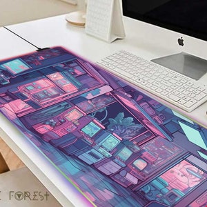 Pastel Purple Blue Vaporwave Arcade Desk Mat Anime Cute Neon - Etsy