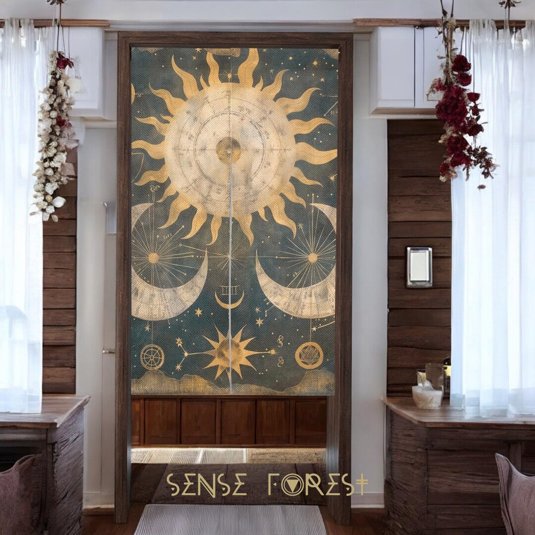 Alchemy Sun Moon Noren, Witchy Door Curtain, Celestial Decor, Astrology ...