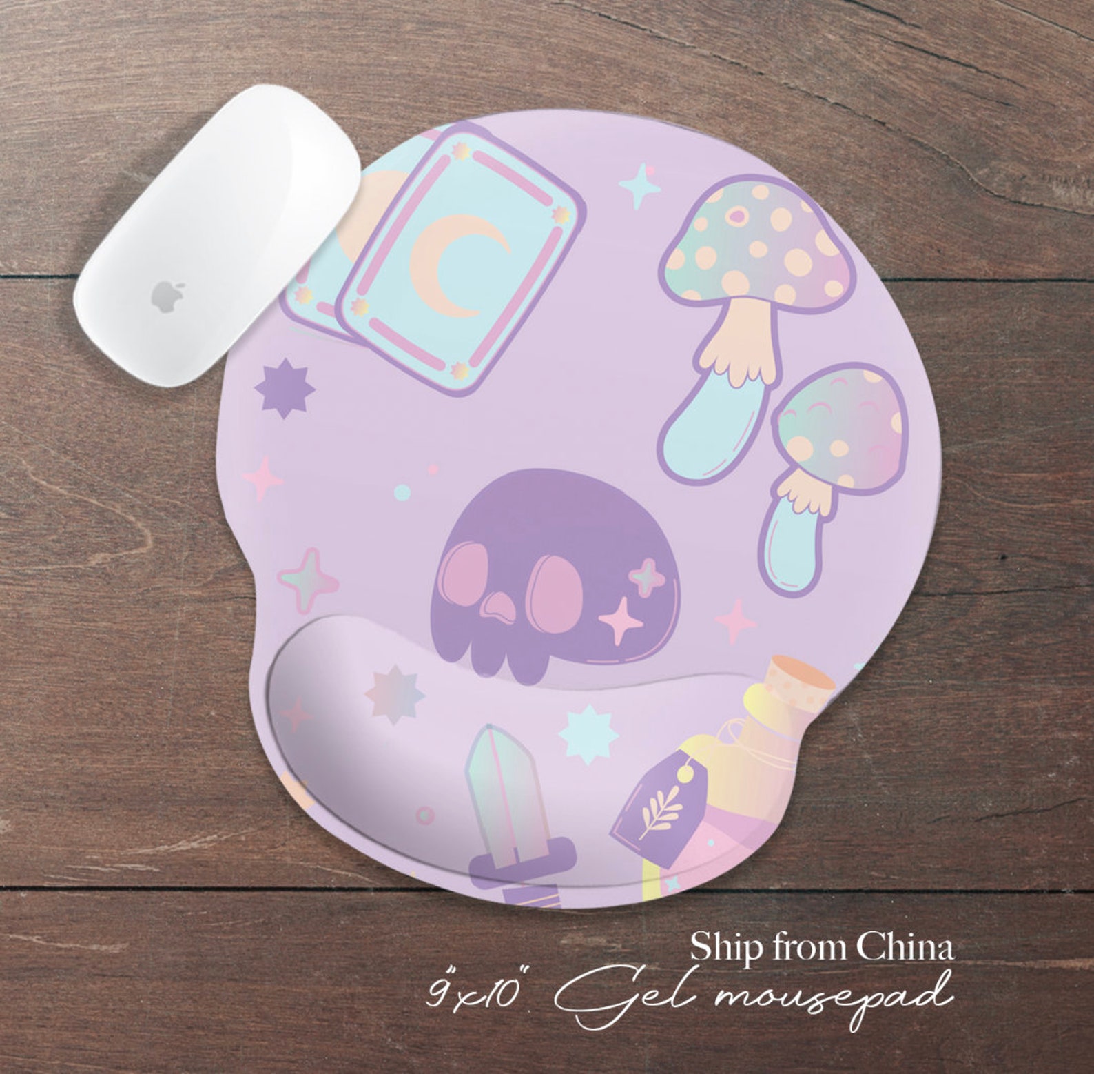 Kawaii Goth Gaming Mouse Pad Cute Stitched Edges Skull Tarot - Etsy