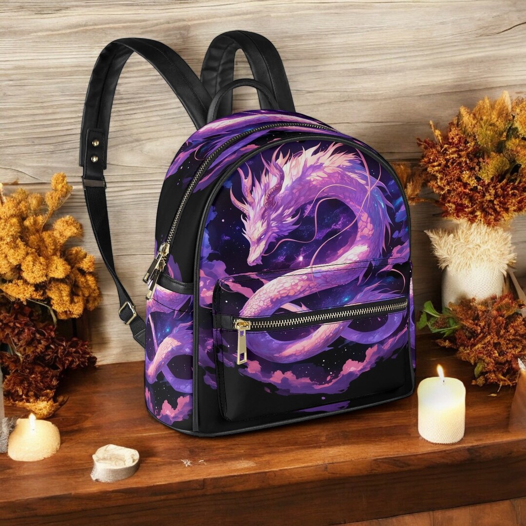 Dark Academia Medieval Purple Dragon Mini Backpack, Fantasy Dragon ...