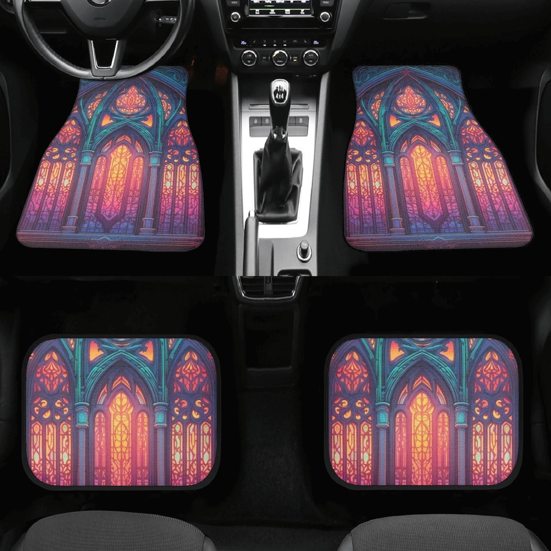 Dark Academia Rainbow Stained Glass Gothic Windows Car Floor Mat Set ...