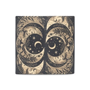 Boho Witchy Moon Floral Bi-fold Wallet, Moon Phase Vegan Leather Wallet ...