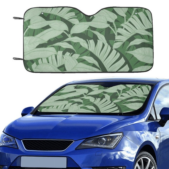 Green Leaf Car Sunshade for Windshield Tropical Sun Blocker - Etsy